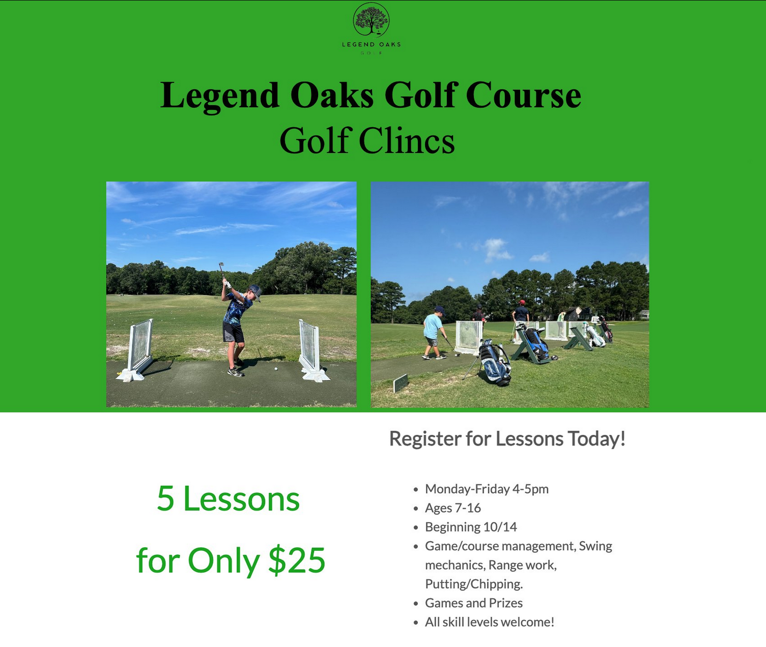 Golf Lessons – Legend Oaks Golf & Tennis Club – Summerville, SC
